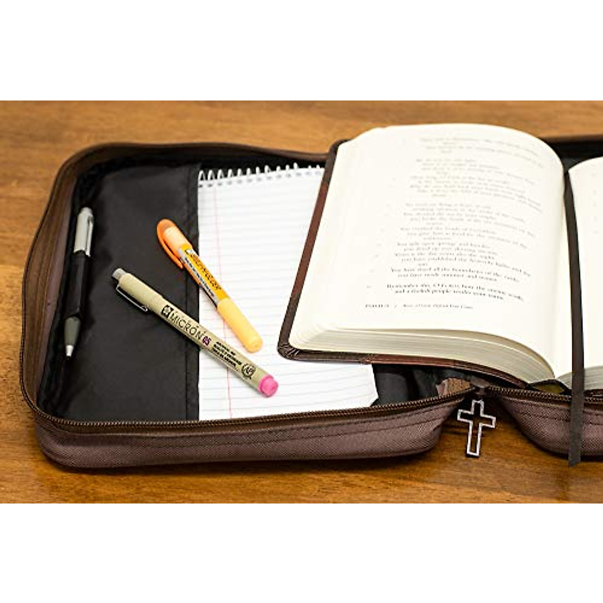 Brown Eagles Reinforced Polyester Bible Cover Case with Handle, X-Large