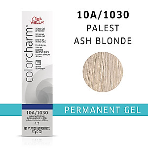WELLA colorcharm Permanent Gel Haircolor, With Long Lasting Gelfus Technology, For Gray Coverage, 10A Palest Ash Blonde, 2 oz