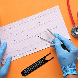 BLMHTWO EKG Calipers, ECG Calipers Caliper for Nurses Measuring Tool with Ruler and Help Read ECGs Stainless Steel Black Reliable Useful EKG Caliper for Paramedic School Cardiology Electrocardiogram