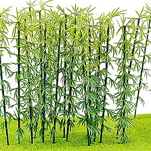 RONYOUNG 100PCS Model Miniature Bamboo Trees Landscape Green Plastic Bamboo Trees 2.3-5.9 inch 4Size Scale 1:75 Scenery Landscape Bamboo Tree Model Artificial Plants