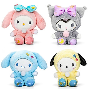 Datigur 4 Pack Kawaii Anime Plush Toys, Cute 10 Inch Stuffed Animal Pillow Doll Soft Cartoon Room Decor Toy Perfect Birthday Party Favor Present for Girls Boys Fans