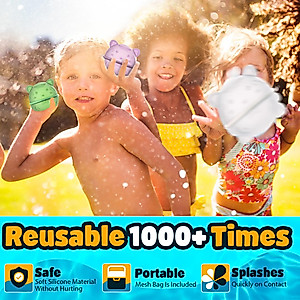 12Pcs Reusable Water Balloons, Latex-Free Silicone Water Bomb Summer Fun Outdoor Toys, Pool Beach Toys for Kids Adults