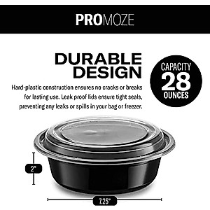 50-Pack meal prep Plastic Microwavable Food Containers Bowls for meal prepping with Lids (28 oz.) Black Reusable Storage Lunch Boxes -BPA-Free Food Grade -Freezer & Dishwasher Safe. - PREMIUM QUALITY