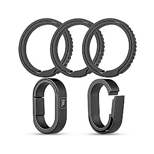 FEGVE Titanium Mini Key Chain Rings Small Quick Release Connecting Keychain for Home Keys Organization (Black-2*Mini Links+3 * 0.86 in Ti Keyrings)