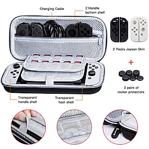 [21 in 1] Benazcap Accessories Kit Compatible with Nintendo Switch OLED, Travel Accessory Bundle with Carry Case Screen Protector Joy-con Grips & More