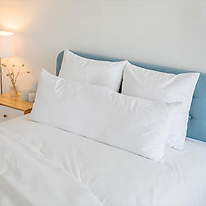 DreamField Linen Bamboo Full Body Pillow for Adults - Cooling Shredded Memory Foam Long Pillow for Sleeping, Removable and Washable Hypoallergenic Bamboo Pillow Cover with Zipper