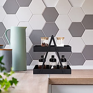 YANBETTER 2 Tier Bathroom Organizer Countertop Shelves, Black Makeup Organizer for Bathroom Supplies Kitchen Spice Rack Countertop Storage Shelf Cosmetic Vanity Storage Tray (black1)