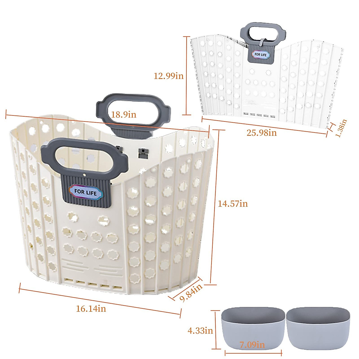 Laundry Baskets,Collapsible Versatile Organize Basket,Wall Hanging Portable Laundry Basket,With 2 Small Storage Boxes,for Family Dormitory,Clothing Toys Storage (White)