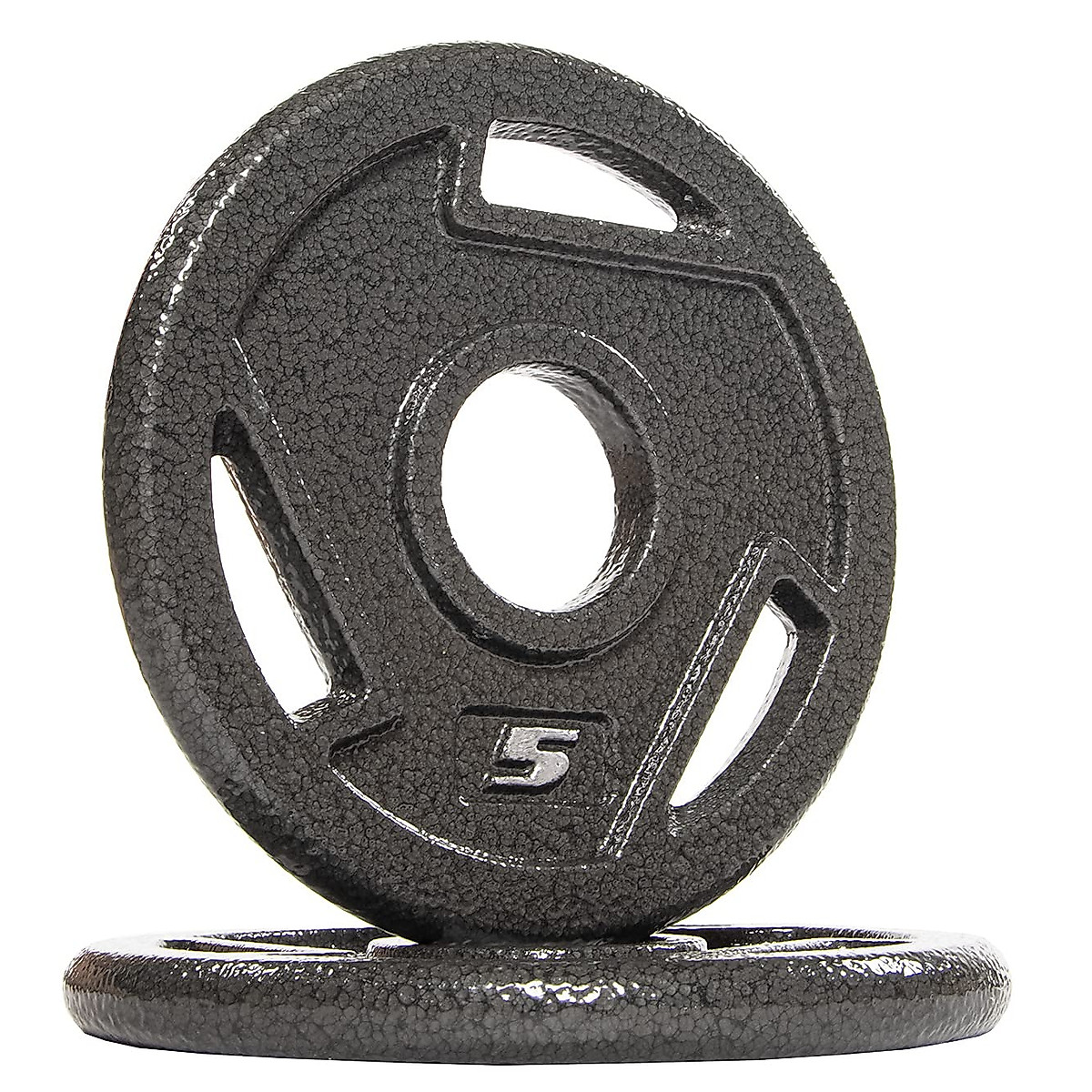 Signature Fitness Cast Iron Plate Weight Plate for Strength Training and Weightlifting, 2-Inch Center (Olympic), 5LB (Set of 2)