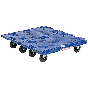 Vestil PCS-1626 Plastic Interlocking Dolly with Polypropylene Caster, 250 lbs Capacity, 16” Width x 26” Length x 6-1/2” Height , Deck Height