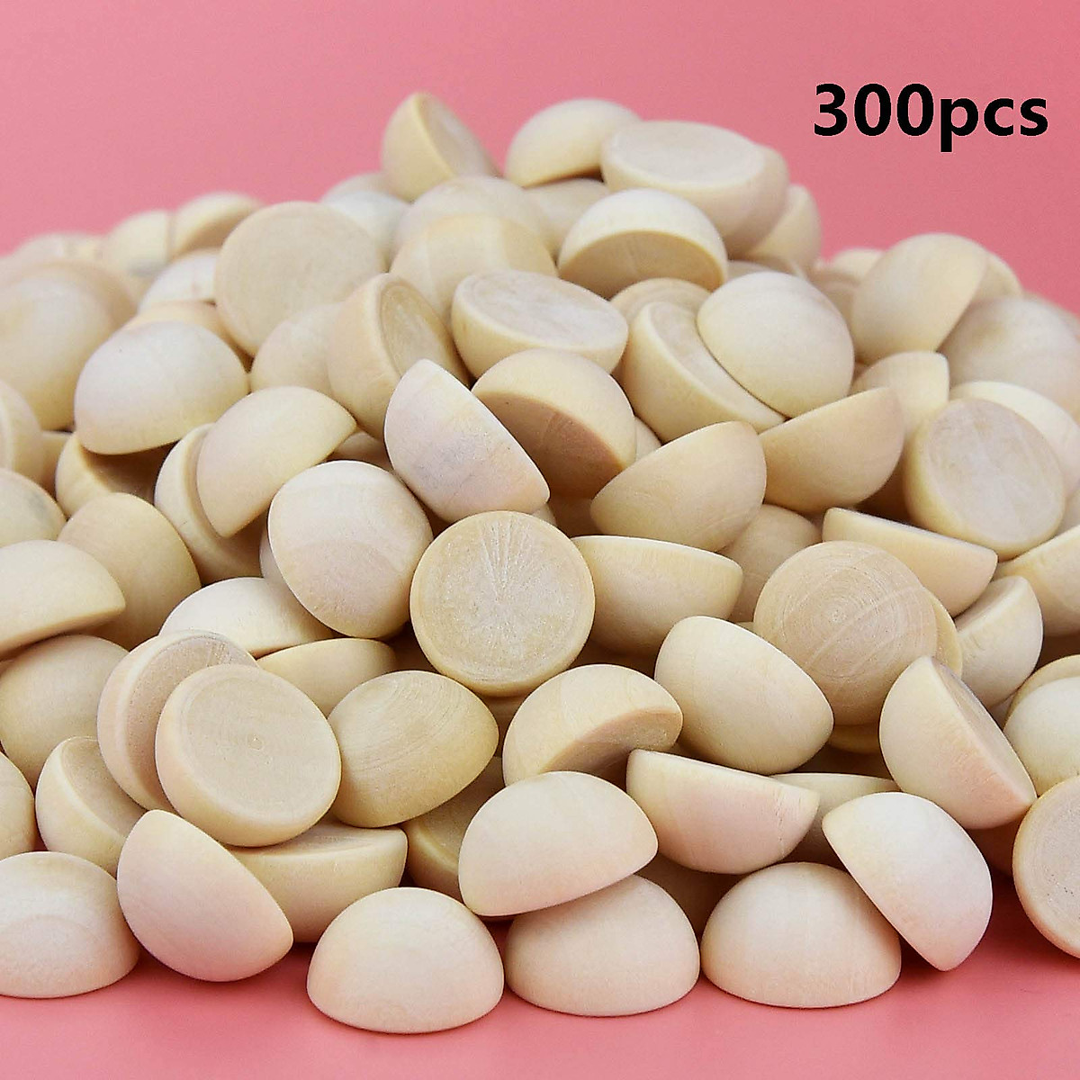 300pcs Half Wood Balls Unfinished Split Wood Balls Round Half Wooden Balls Wood Craft Balls Decorative Natural Mini Split Wood Balls for DIY Craft Christmas Ornaments (15mm)