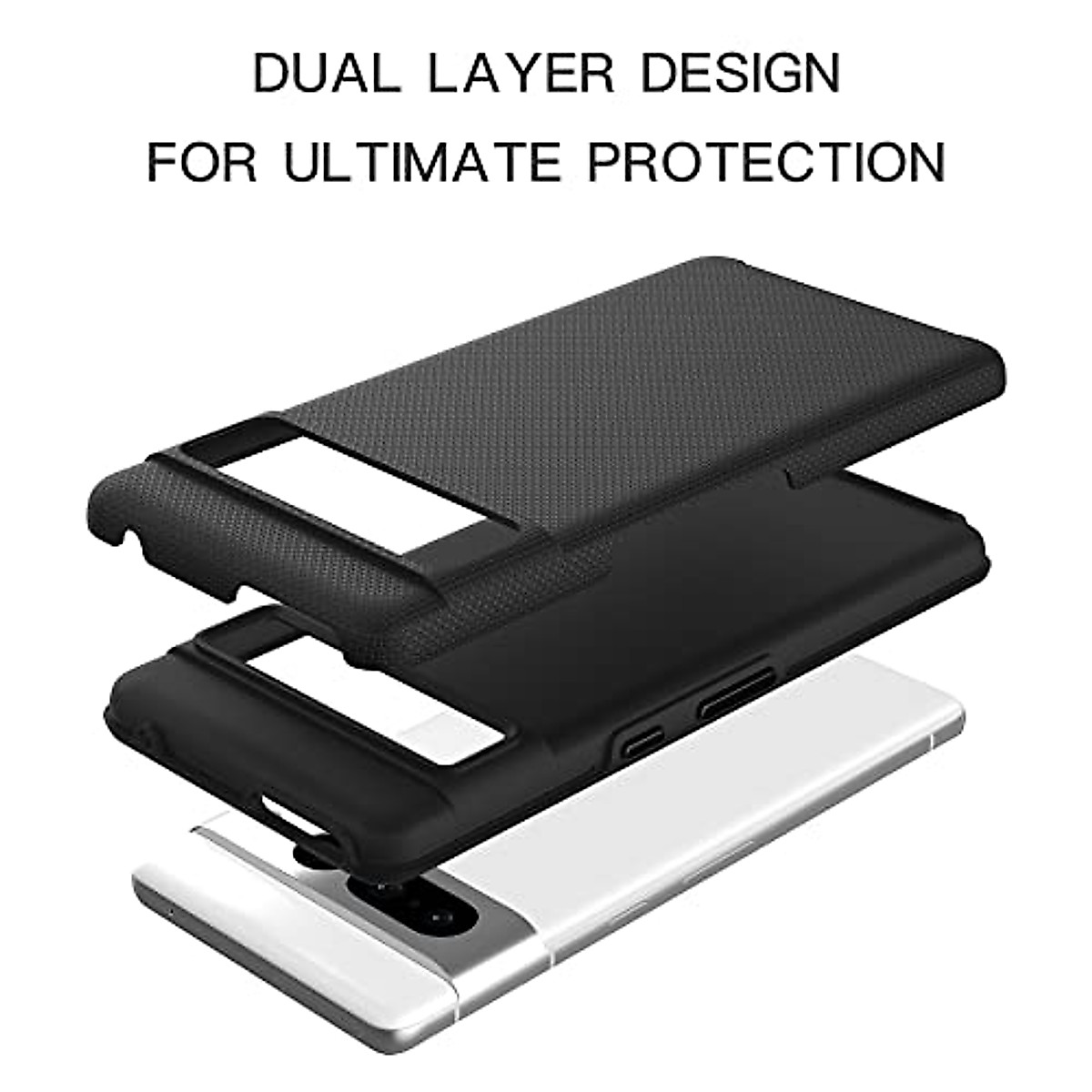 Google Pixel 7 Pro Case with Screen Protector, Dual Guard Shockproof Protection Military Grade Heavy Duty Dual Layer Case for Google Pixel 7 Pro (Black)