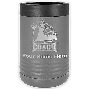 LaserGram Double Wall Insulated Beverage Can Holder, Cheerleading Coach, Personalized Engraving Included (Standard Can, Gray)
