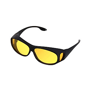 Lxnoap Night Vision Driving Wraparounds Wrap Around Prescription Glasses Anti Glare Sunglasses for Men and Women (Yellow Lens)