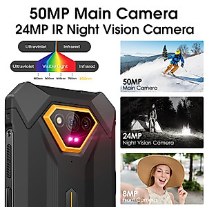 Ulefone Armor X13 (12+64GB) Unlocked Rugged Phones, 50MP Rear Camera, 24MP Night Vision Camera, Android 14 Rugged Smartphone, 6.52” Screen, 6320mAh, NFC, GPS, Package with Exclusive Armor Case- Orange