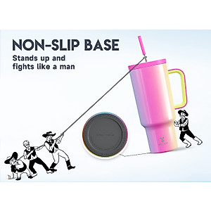 Meoky 40oz Tumbler with Handle, Leak-proof Lid and Straw, Insulated Coffee Mug Stainless Steel Travel Mug, Keeps Cold for 34 Hours or Hot for 10 Hours (Carnival)