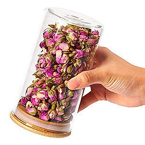 EZOWare 4 x Storage Jars Containers Organizer with Airtight Bamboo Wood Lid for Food Preservation Tea Coffee Sugar Flour Beans, Borosilicate Glass – 700 ml