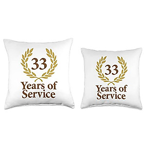 Years of Service Happy Work Anniversary Jubilee 33 Years of Service Funny 33rd Work Anniversary Jubilee Throw Pillow, 18x18, Multicolor