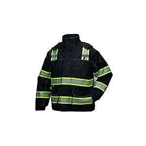Pyramex RPB35 Series Teflon Coated Waterproof Black Parka ANSI Type O Class 1 With Quilted Lining Large