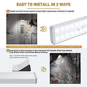 LED Closet Light with Charging Station, 20LEDs Dimmer Rechargeable Motion Sensor Under Cabinet Lighting with Remote Control, Wireless Stick-Anywhere Night Safe Light Bar for Wardrobe,Kitchen-5 Pcs