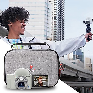 Mchoi Shockproof Carrying Case Fits for Sony ZV-1 / ZV-1F / ZV-1 II Vlog Digital Camera & Bluetooth Grip Vlogger Accessory Kit, with Grooved Fits for Vlogger Accessory Kit, Case Only