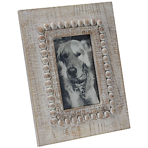 Foreside Home and Garden White Antique 4 x 6 inch Bead Decorative Wood Picture Frame (FFRD09927)