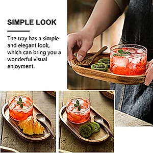 Garneck Glass Tea Cup with Saucer and Spoon Wooden Serving Platter Japanese Plate Wood Sashimi Tray Fruit Bowl Dessert Dish for Breakfast Dinner Table