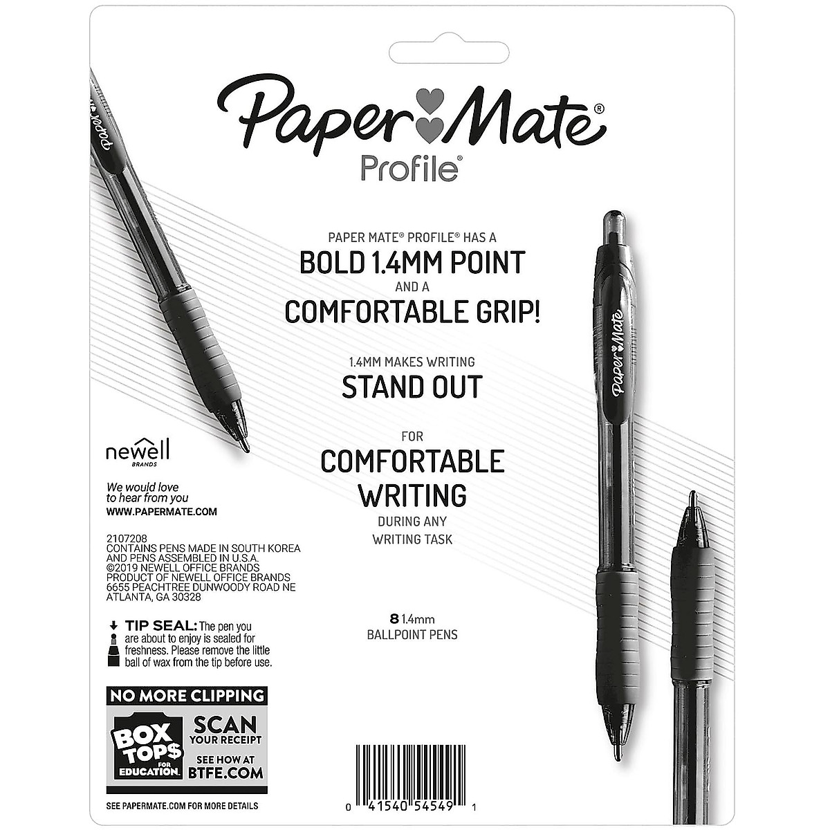 Paper Mate 1960662 Profile Ballpoint Retractable Pen, Assorted Ink, Bold, 8/Set