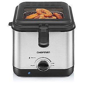 Chefman Fry Guy, The Most Compact & Convenient To Deep Fry Comfort Food, Restaurant-Style Basket With A 1.6-Quart Capacity, Easy-View Window & Adjustable Temp Control So You Can Cook To Perfection