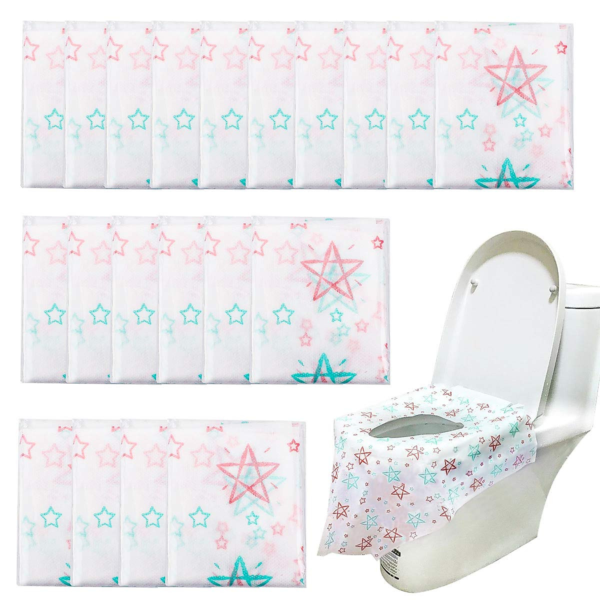 Homgaty 20 Pack Toilet Seat Covers Disposable, Extra Large XL Portable Potty Seat Covers for Kids and Toddler Potty Training or Home Travel Public Toilet Use(with Stick Tape,Individually Wrapped)