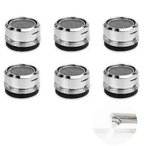 Wozoohyi Faucet Aerator 6PCS Sink Aerator Replacement Parts, 2.2 GPM Kitchen Sink Aerators Regular Standard,Bathroom Sink Aerator with Gasket,Kitchen Sink Aerators (A-Silver 6Pcs)