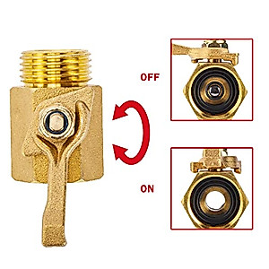 JOEJET Garden Hose Shut Off Valve, Heavy Duty Brass Shut Off Valve for Garden Hose with 2 Rubber Washers, 3/4 Inch, 2 Pack