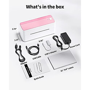 Phomemo Bluetooth Thermal Label Printer for Shipping Label - Wireless Shipping Label Printer for Phone & Pad & PC, Pink Label Printer Used for Amazon, Ebay,UPS, Shopify, TikTok, USPS, FedEx, DHL, Temu