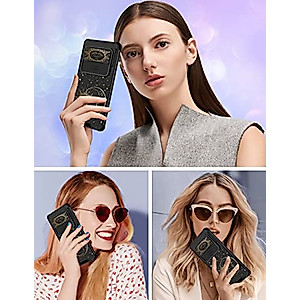 Goocrux for Google Pixel 7 Pro Case Sun and Moon Stars for Girls Women Cute Space Girly Phone Cover Fashion Gold Print Unique Design with Slide Camera Cover Aesthetic Cases for Pixel 7 Pro 5G 6.7 inch