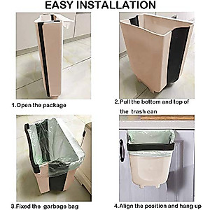 Kitchen Hanging Trash can for Kitchen Cabinet Door 9L/2.4 Gallon Collapsible Foldable Compact Garbage Bins Trash Holder with Trash Bags for Bedroom Office Portable Home & Outdoor Garbage Can (Coffee)