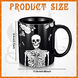 Teenyyou 8 Pcs Vintage Halloween Mug 14 oz Goth Coffee Cup Gothic Ceramic Drinking Cup with Skull Skeleton Spider Crow Pattern Witchy Gothic Gifts for Women Halloween Birthday Party Home Decoration