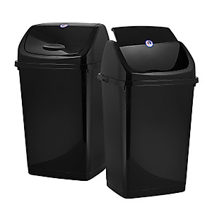 Superio Large Kitchen Trash Can 13 Gallon Black 2 Pack Swing Top Trash Can with Lid, 52 Qt Waste Bin for Kitchen, Garage, Indoor and Outdoor Trash Can
