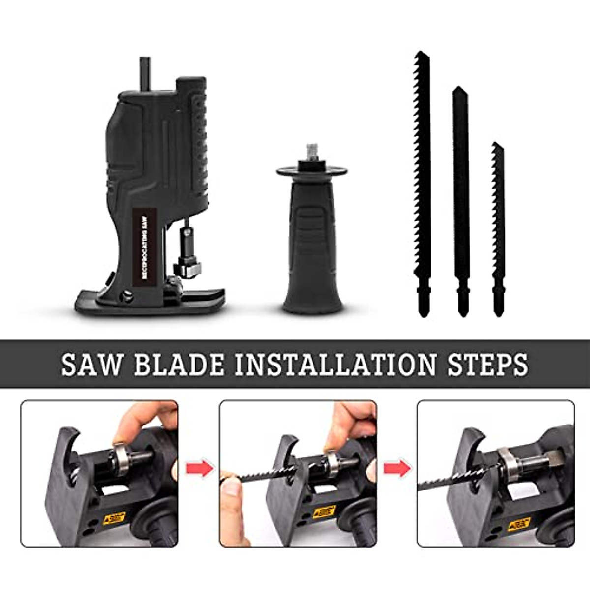 Reciprocating Saw, Electric Reciprocating Saw Handheld Reciprocating Saw Electric Hand Saw Electric Drill Accessories For Woodworking, Household, Garden