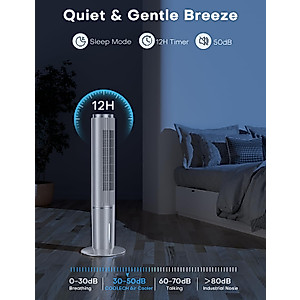 COOLECH 42 INCH Evaporative Air Cooler w/Remote &LED Touch Screen, 4 Mode &3 Speed, 1-Gal Tank for 15H Cooling, 12H Timer for Auto Off, 70°Oscillation Portable Swamp Cooler, Air Cooler for Room Patio