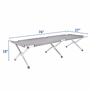 RHB-03A Folding Camping Cot,Outdoor Portable Camp Bed, Sleeping Cots with Carry Bag Green,Thickened Aluminium Tubes and Canvas