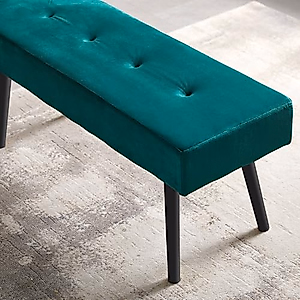 Homedot Bench for Entryway, Upholstered Dining Bench with No Arms Accent Bench Elegant Velvet Living Room Bench Tufted with Strong Metal Legs for Unisex
