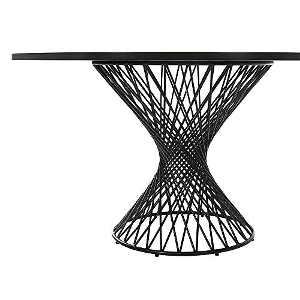 Armen Living Cirque 54" Round Mid-Century Modern Pedestal Black Wood Dining Table with Epoxy Metal Base