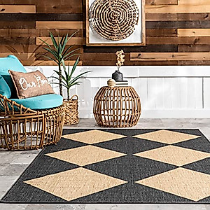 nuLOOM Loretta Transitional Diamond Indoor/Outdoor Area Rug, 4x6, Dark Grey