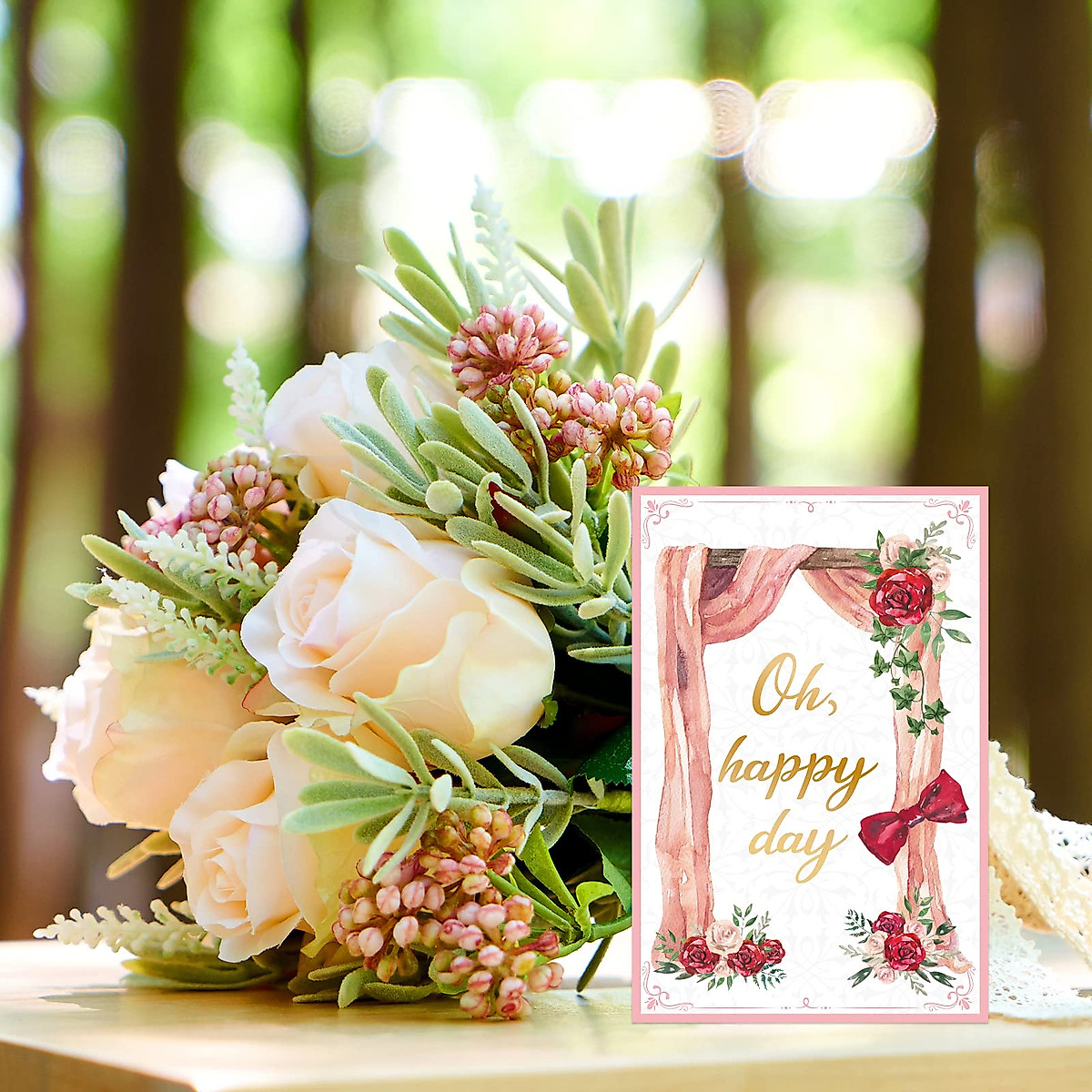 12 Pcs Wedding Cards for The Bride and Groom Gold Foil Wishes Inside Bridal Shower Cards with Envelopes Congratulations Engagement