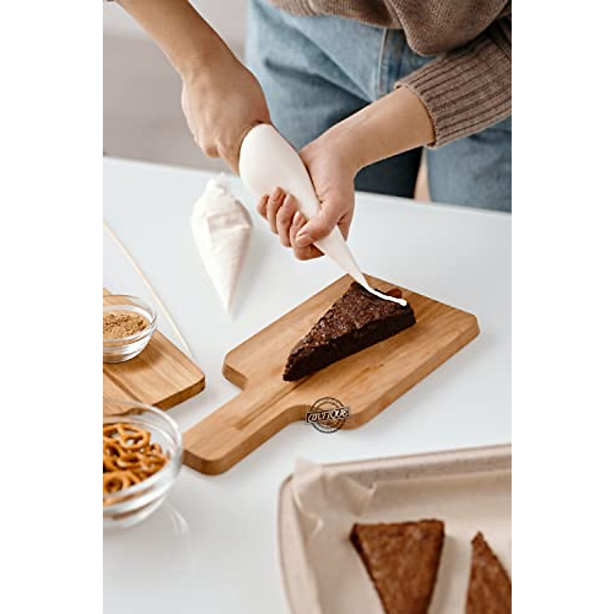 Wood Cutting Board for Kitchen Butcher Block, Meat, Cheese Vegetables, Fruits,with Grip Handle