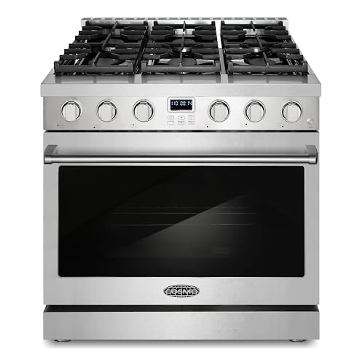 COSMO COS-GRC366KB 36 in. Lumin Collection 6.0 cu. ft Range with 6 Sealed Gas Burners and Convection Oven in Stainless Steel