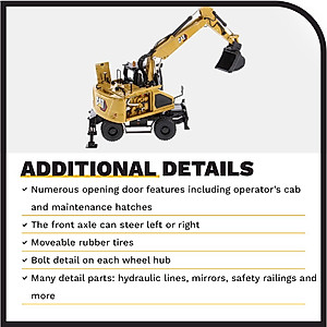 Diecast Masters 1:50 Scale Caterpillar M318 Wheeled Excavator | High Line Series Cat Trucks & Construction Equipment | 1:50 Scale Model Diecast Collectible Model 85956