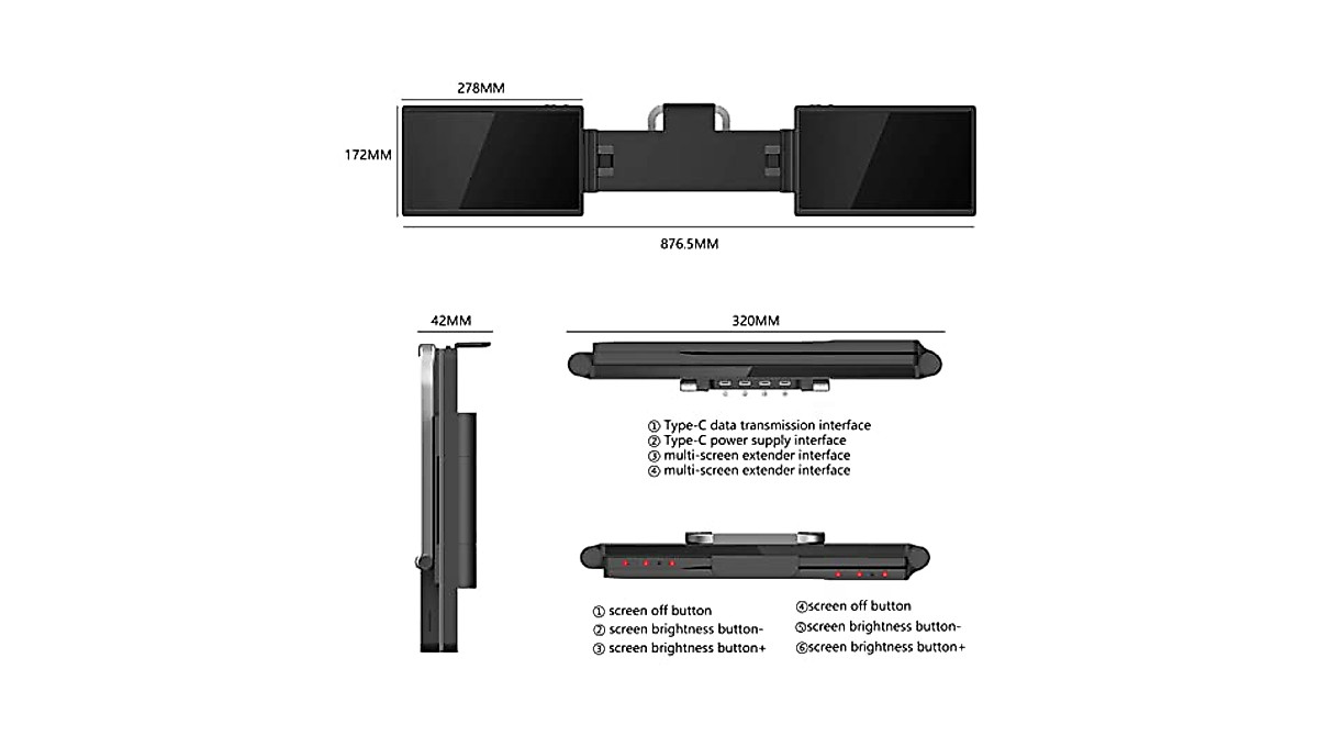 Saterkali 12-Inch Portable Monitor - Expand Your Laptop Screen