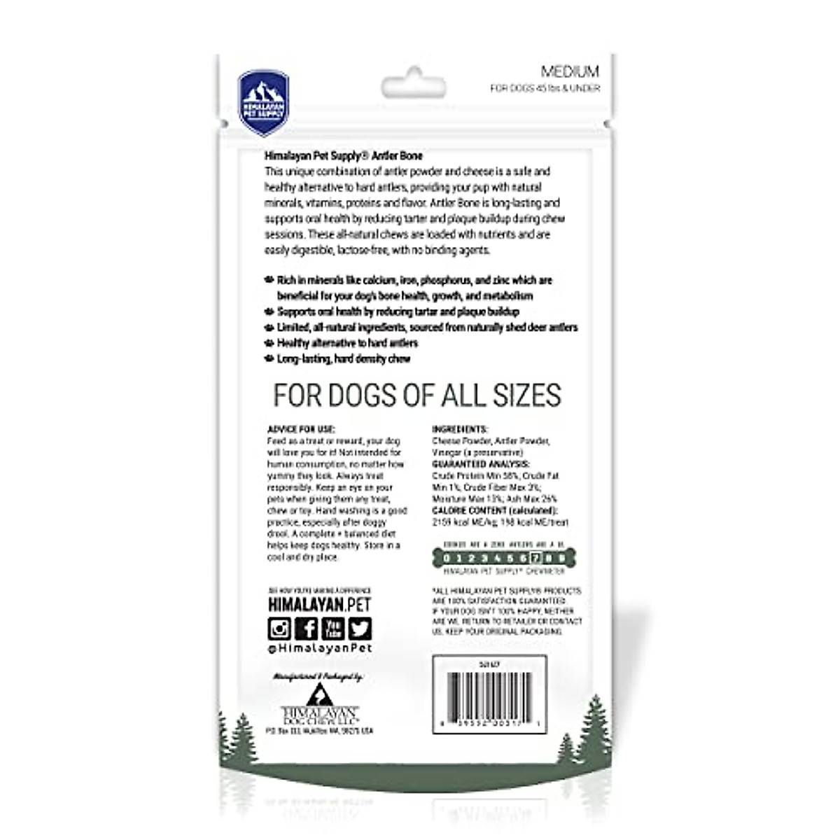 Antler and Himalayan Cheese Dog Chew | Long Lasting, Stain Free, Protein Rich, Low Odor | 100% Natural, Healthy & Safe | No Lactose, Gluten Or Grains | Antler Bone | for Dogs 45 Lbs & Smaller