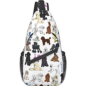 Sling Backpack Fashion Crossbody Shoulder Bags-Poodles White Chest Bag Casual Daypack for Men Women